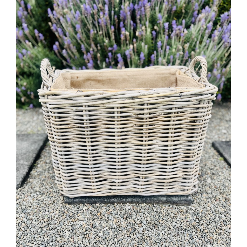 Grey Rectangle Log Basket